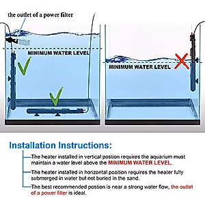 Kinbo Aquarium Heater 300 Watt Submersible Fish Tank Heater Adjustable Temperature with Diving Thermometer and Protective Case Suction Cup
