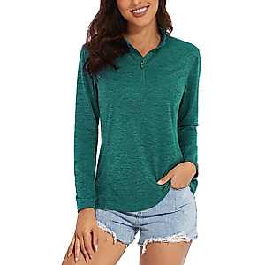MAGCOMSEN Womens Shirts Long Sleeve Athletic Shirts for Women Sweatshirts for Women Running Shirts Uv Protection Shirts Jade Green M