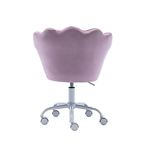 chairus Cute Kids Desk Chair Velvet Living Room Accent Armchair Upholstered Teens Vanity Chair with Seashell Back, Adjustable Swivel Children Study Chair for Computer Homework, Purple