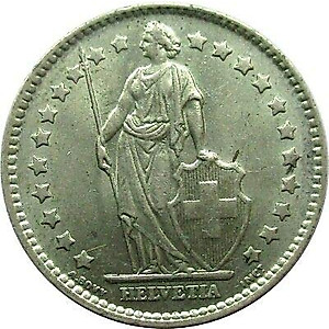 1900 -1967 One Silver Franc Coin From Switzerland, World Famous Banking Shelter. Comes With Certificate of Authenticity Circulated Graded by Seller