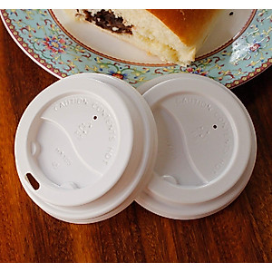 Yes!Fresh PS Polystyrene Flat Lid for 8 oz Paper Hot Cup, Diameter 80mm. (100 Count,White Lid)