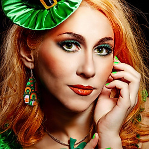 20 Pairs St. Patrick's Day Earrings Shamrock Dangle Earring Faux Leather Clover Drop Earrings Green Teardrop Earrings for Women Gift