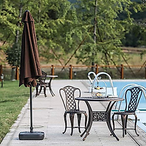 LOKATSE HOME Table Outdoor Market Patio Umbrella with Crank 9 Feet 6Ribs, Brown-Small