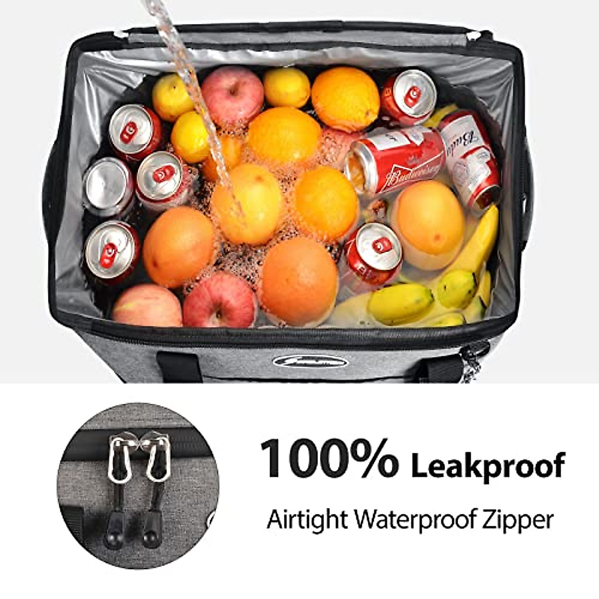 Maelstrom Collapsible Soft Sided Cooler - 75 Cans Extra Large Lunch Cooler Bag Insulated Leakproof Camping Cooler, Portable for Grocery Shopping, Camping, Tailgating and Road Trips，Grey