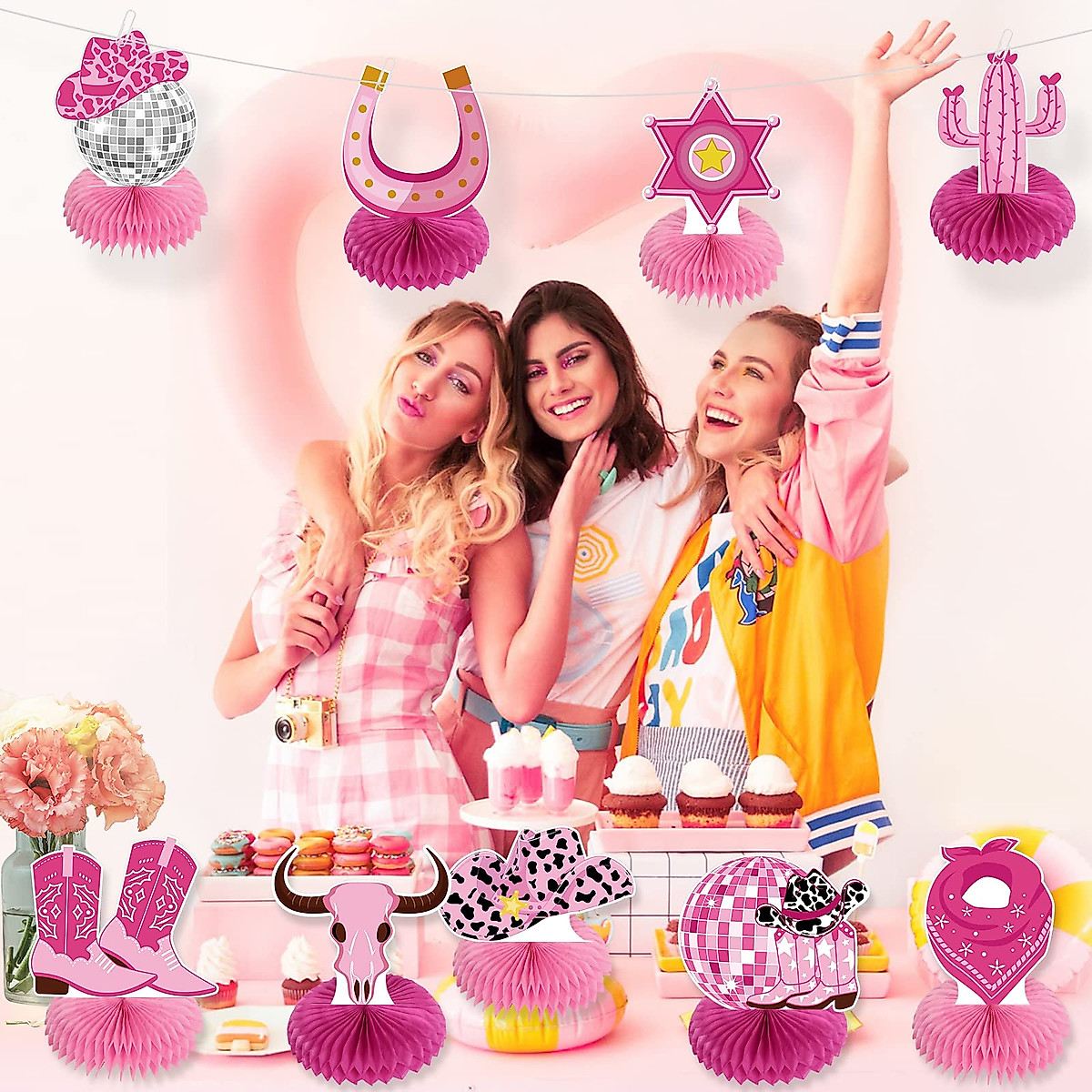 Western Cowgirl Party Decorations Let's Go Girls Cowgirl Bachelorette Party Decorations Cowgirl Honeycomb Centerpieces for Last Disco Bachelorette Party Cowgirl Birthday Western Rodeo Party Supplies