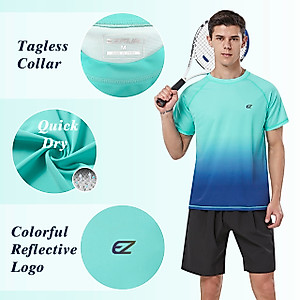 EZRUN Men's Swim Shirts Rash Guard Short Sleeve UPF 50+ UV Sun Protection SPF Shirt Quick Dry Swimming Fishing Water Beach T Shirts(Green Gradient,XL)