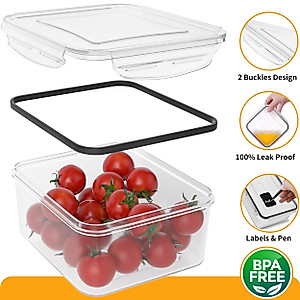 GEIKR 52 PCS Large Food Storage Containers with Lids Airtight, BPA-Free Leakproof Plastic Meal Prep Containers Reusable,Microwave & Dishwasher & Freezer Safe,Includes Labels & Pen