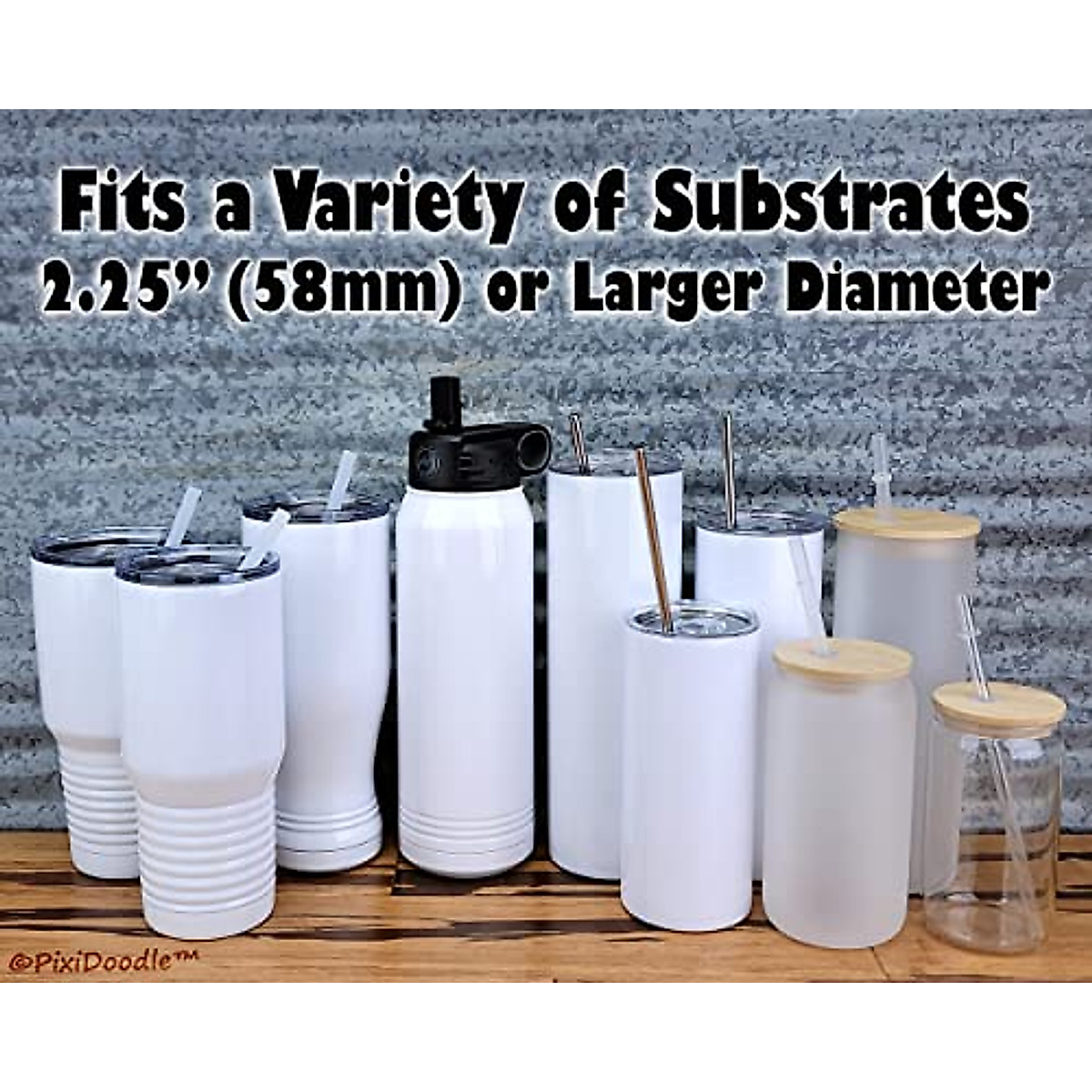 PixiDoodle Silicone Bottoms for Tumblers with Care Instructions, Protective Anti-Slip Rubber Bottom with Adhesive for Wine Tumblers, Skinny Straight Tumblers, and Mason Jars (Black, 15 Pack)