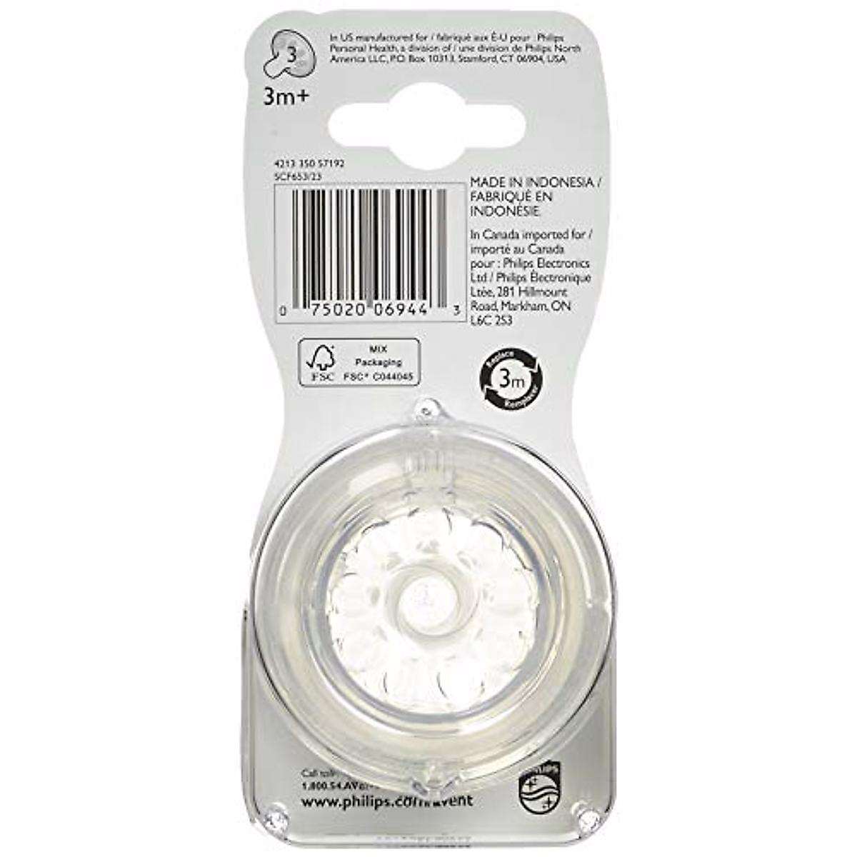 Philips AVENT Natural Baby Bottle Medium Flow Nipple 3M+, One Size, 2 Count