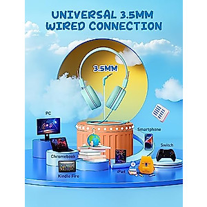 VotYoung Kids Headphones with Microphone, 2 Pack Kids Headphones for Kids Teens with Sharing Splitter, Wired Kids Headset with 91dB Volume Limit, Stereo On-Ear Headset for School/Tablet/Travel