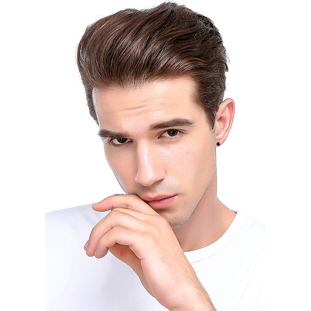 LOYALLOOK 40Pairs Silver Black Tone Stainless Steel Stud Earring for Men Women CZ Round Ball Earring Piercing Set,2-6mm