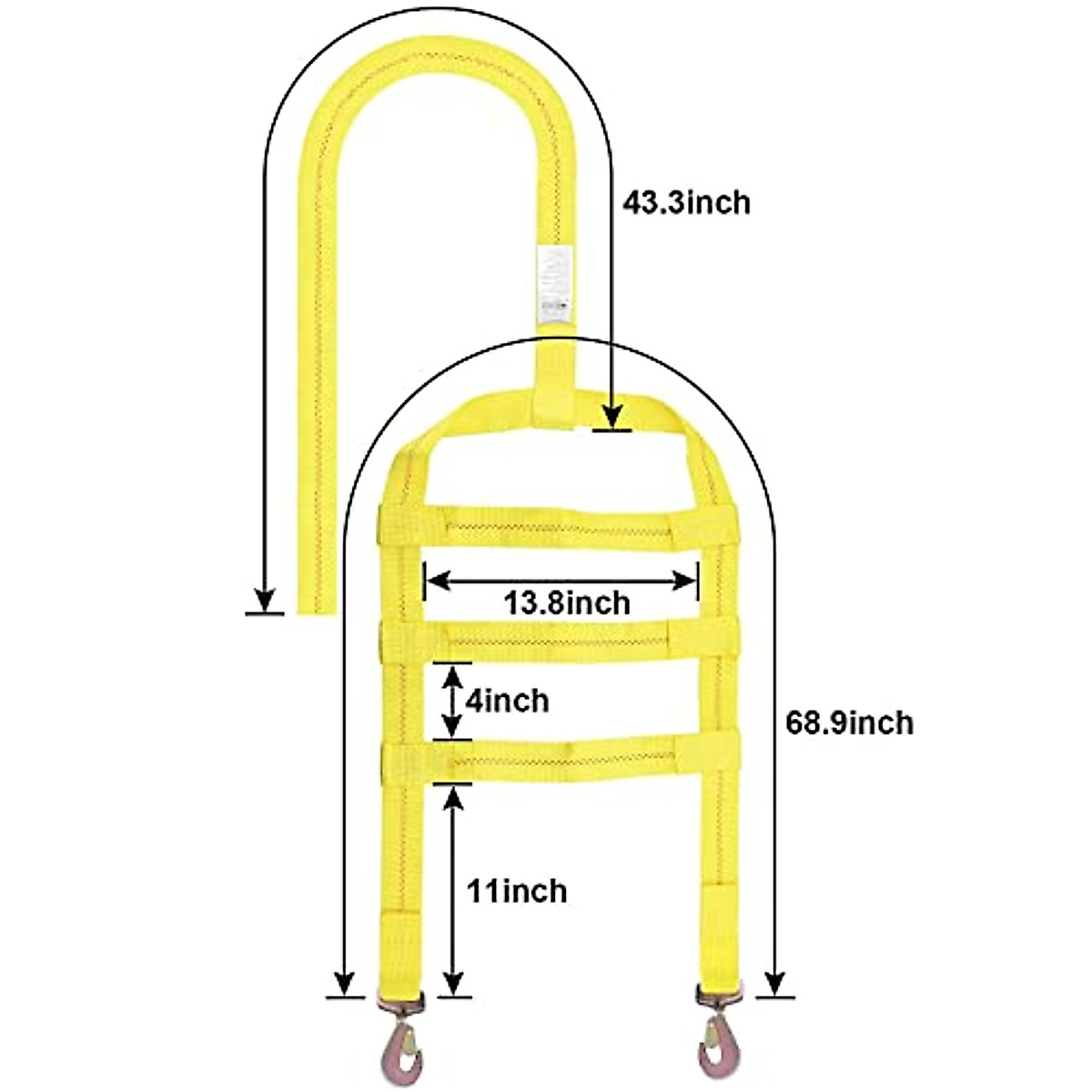 Tow Dolly Basket Strap with Twisted Snap Hooks for Small to Large Size Tires by Robbor Brand 2 inch Webbing 12,000 lbs Breaking Strength Tire Bonnet&Tire Net Fits Most 14-19" Tires
