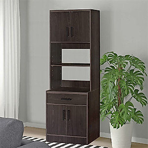 Better Home Products Shelby Tall Wooden Kitchen Pantry in Tobacco