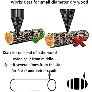Firewood Log Splitter, 3pcs Drill Bit Removable Cones Kindling Wood Splitting Logs Bits Duty Electric Drills Screw Cone Driver Hex Square Round 32mm
