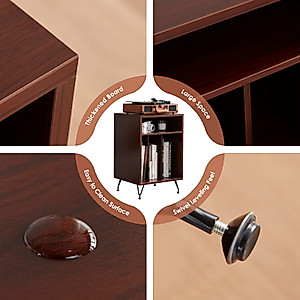 Record player stand, Record Player Stand with Storage, Record Player Table for Living Room, Bedroom, Turntable Stand Record Player Cabinet with Swiveling Height Adjustment Metal Feet Legs