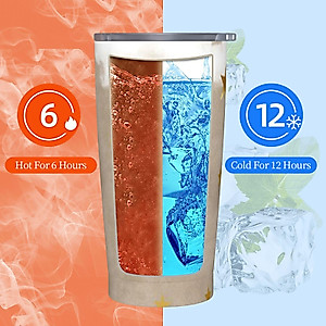 EVANEM 20 Oz Stainless Steel Tumbler With Straw Cleaner White Cloud Gold Stars Printed Insulated Cup Travel Coffee Mug Vacuum Insulated Tumblers For Home Office