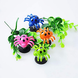 Bounce Spiders Colorful Plastic Funny Activities Bouncing Toys Spider Launcher Jumping Spiders Toy Insect Party 10pcs (Random Color)