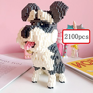 Building Block Animal Dog Schnauzers Tiny Mini Block Dogs Building Animal Set DIY 3D Block Toy Building Blocks for Kids Or Adult 2100 Pieces