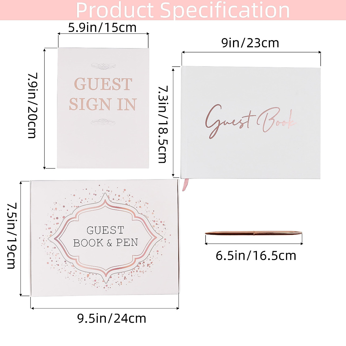 XCZBX Wedding Guest Book,Wedding Guest Book with Pen,Polaroid Guest Book for Wedding Reception,Baby Shower, Birthdays, Graduation Parties，Funeral and Special Events （Rose Gold ）