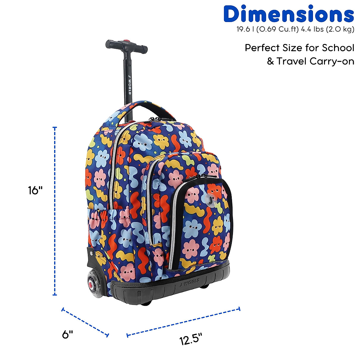 J World New York Kids' Lollipop Rolling Backpack & Lunch Bag Set, Elephant, One Size