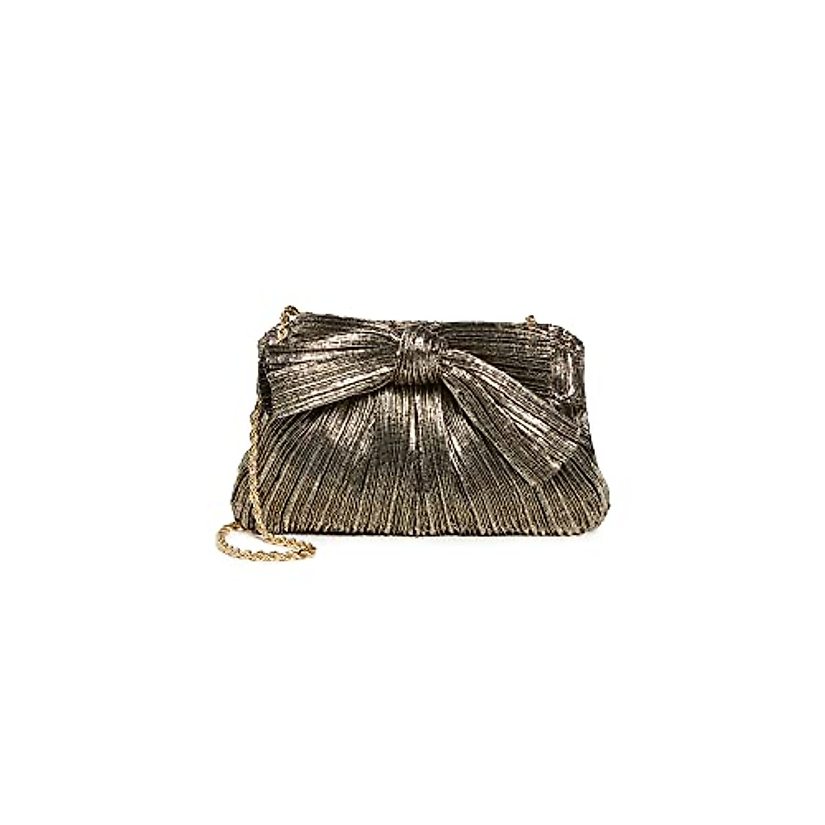 Loeffler Randall Women's Mini Pleated Frame Clutch with Bow, Gold, One Size