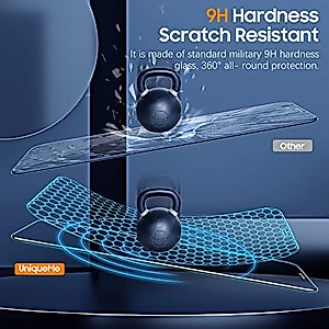 UniqueMe [3+2 Pack] for iPhone 12 Mini Screen Protector, (Military-Grade Shockproof) with 3 Tempered Glass Screen and 2 Camera Lens Protector and Installation Frame Clear Screen Cover