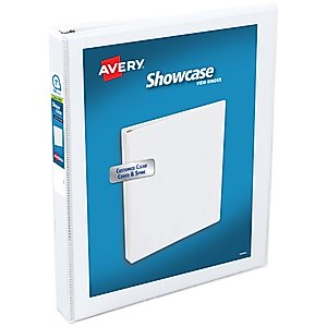 Avery Economy Showcase View 3 Ring Binder, 1 Inch Slant Rings, 1 White Binder (19601)