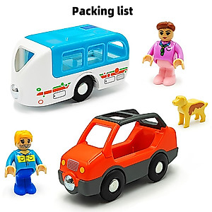 Magnetic Trains Cars Playset Wooden Train Track Accessories Station Wagon Train Set for Toddlers 3-5 Wooden Train Sets for Boys Ages 3-4-7 (Wagon Set)