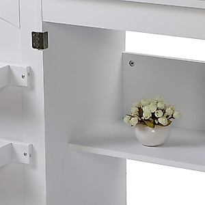 ANNECOSK Sewing Machine Table, Folable Craft Table with Storage Cabinet, Rolling Lockable Wheels, White