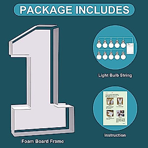 YOSWPP 3FT Large Marquee Light Up Letters Numbers Giant Mosaic Balloon Frame DIY Kit Alphanumeric Birthday Party Decor,Wedding Backdrop Decoration Anniversary Decoration Foam Board (2, 3FT)