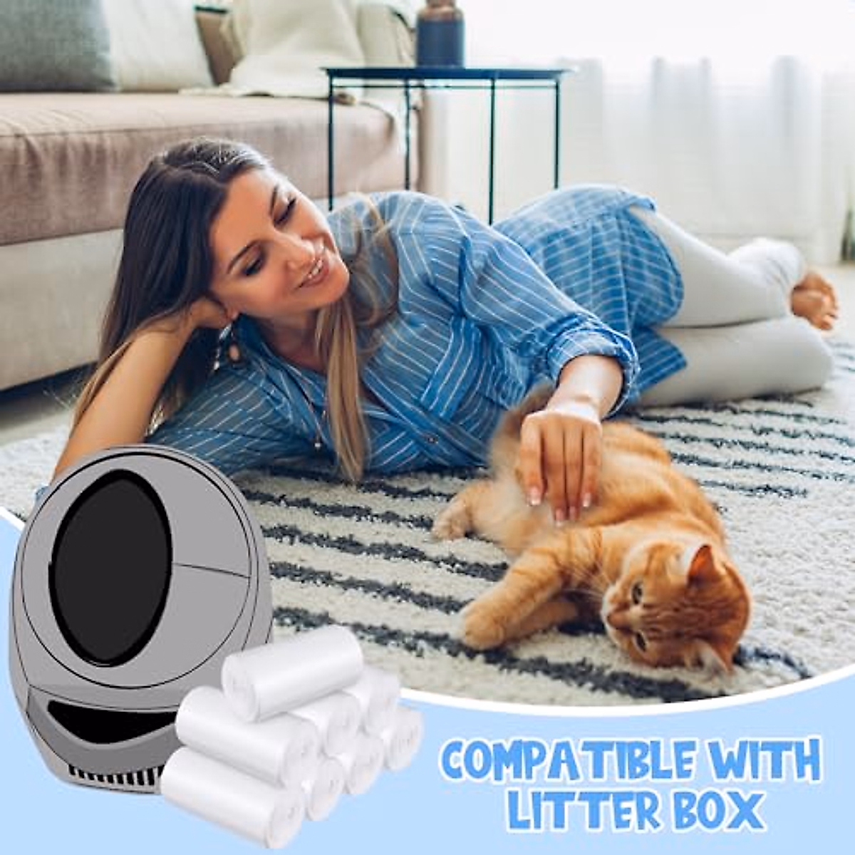 Yeaqee 200 Pcs Waste Drawer Liners Compatible with Litter-Robot Models, 9-11 Gallons Liner Bags Replacement Liner Bags Cat Litter Bags Compatible with Litter-Robot 3 and 4 for Cat Odors