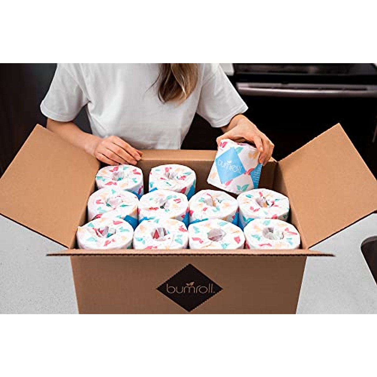 Bumroll Made in USA, 24 Premium Earth Friendly Recycled Toilet Paper Rolls - Soft, Absorbent & Eco-Friendly Bathrooms Tissue Rolls for Home & Office - Septic Safe & RV-Friendly - Bulk Toilet Paper