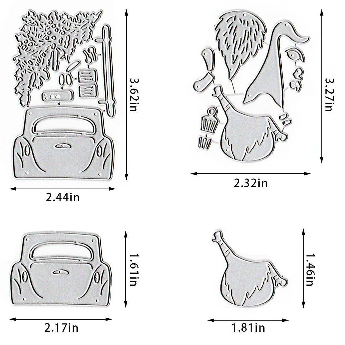 2PCS Gnome Car Dies for Card Making, Christmas Tree Dwarf Leaf Cutting Die for Scrapbooking on Clearance Paper Crafting Decor DIY Album