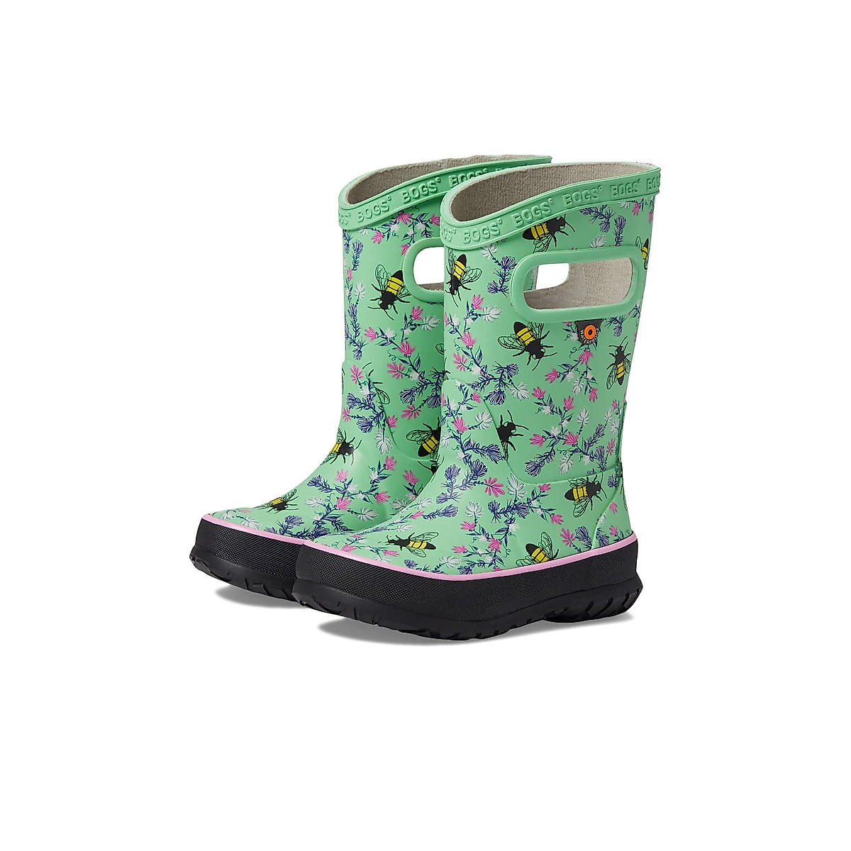 BOGS Rain Boot Bees (Toddler/Little Big Kid), Mint Green, 2 US Unisex