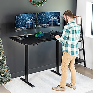 VIVO Electric 63 x 32 inch Standing Desk Workstation, Memory Controller Height Adjustment, 1B Series, Dark Walnut Top Black Frame, DESK-KIT-1B1D