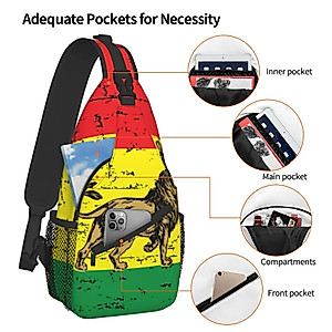 AMRANDOM Rasta Lion Flag Sling Backpack Multipurpose Crossbody Shoulder Bag Travel Hiking Daypack