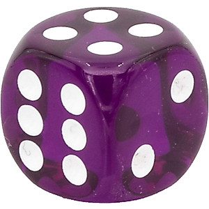 Chessex Dice Translucent Purple 6 Sided 16mm Dice Block (12-Dice), Purple/White (23607)