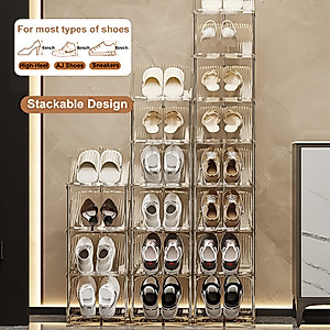 GIUNJOE Vertical Clear Shoe Rack Organizers 6 Tiers Small Narrow Space Saver Shoe Rack Slanted Slim Shoe Shelf 45 Degree Shoe Stand Holder Storage for Closet Cabinet Enteryway Zapatera para Closet