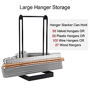 Hanger Organizer Stacker, Stainless Steel Hanger Rack, 110 Wire Hanger Holder Stand, Clothes Hanger Storage for Closet Laundry Room