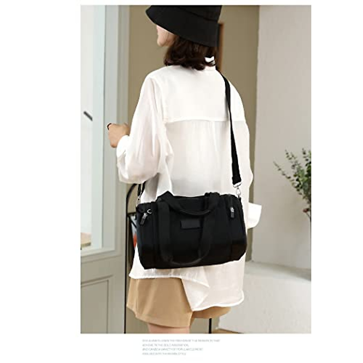 Women's Crossbody Satchel Bag Canvas Tote Bag Small Satchel Bag Round Nylon Purse Shoulder Bag Hobo Bag Chic