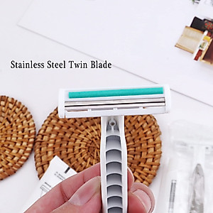 Disposable Razors in Bulk Pack of 60,Gray Bulk Razors Disposable Individually Wrapped Twin Blade Disposable Shaving Razors with Shaving Cream and Clear Cap Set for Homeless,Hotel,Charity,Travel