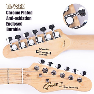 Grote Electric Guitar Semi-Hollow Body Single F-Hole Printed Tele Style Guitar Full-Size Basswood with Canadian Maple neck Chrome Hardware Picks (Blue)