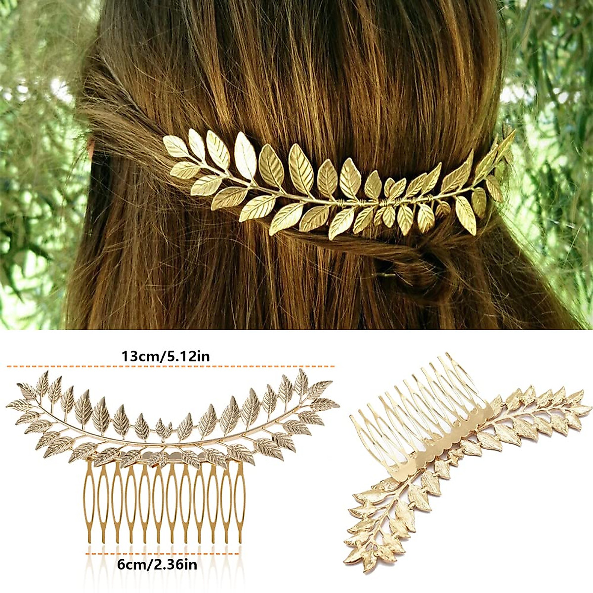 6 Pack Vintage Hair Side Combs Metal for Women Girl, Bridal Leaf Decorative Clips Gold French Twist Hair Slide Comb with Teeth Grip for Bride Wedding Headpiece Hair Accessories