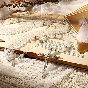 Nosiny Lazo De Boda Wedding Lasso Handcrafted Lazo Para Boda Catolica Recuerdos De Boda Crystal Wedding Rosary Lasso for Wedding Ceremony(Silver)