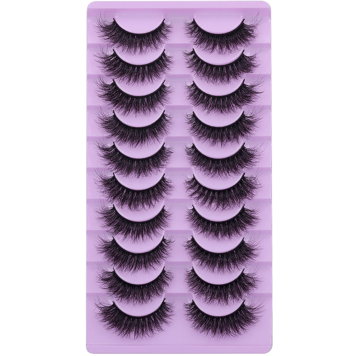 wiwoseo Fluffy Mink Lashes Extension Strip Eyelashes Fairy Thick Volume Eyelashes Cat Eyes Lashes 16MM Natural Wispy Fluffy Faux Mink Lashes 10 Pairs False Eyelashes