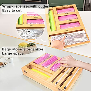 A+Westeros Ziplock Bag Storage Organizer,6-1 Wrap Dispenser with Cutter,Compatible with Gallon, Quart,Sandwich & Snack Bag, Foil and Plastic Wrap Organizer,Baggie Organizer for Drawer