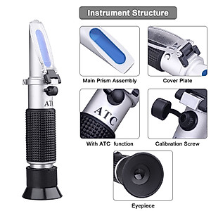 Brix Refractometer with ATC - Tiaoyeer Digital Handheld Refractometer for Beer Wine Brewing, Dual Scale-Specific Gravity 1.000-1.130 and Brix 0-32%