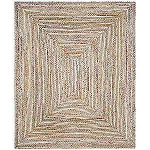 SAFAVIEH Cape Cod Collection Area Rug - 8' x 10', Beige & Multi, Handmade Boho Braided Jute & Cotton, Ideal for High Traffic Areas in Living Room, Bedroom (CAP202B)