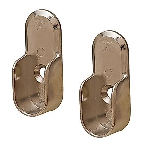 Pair Nickel-Plated Wardrobe Tube Support with Dowels, for Insertion into 32 mm System Holes