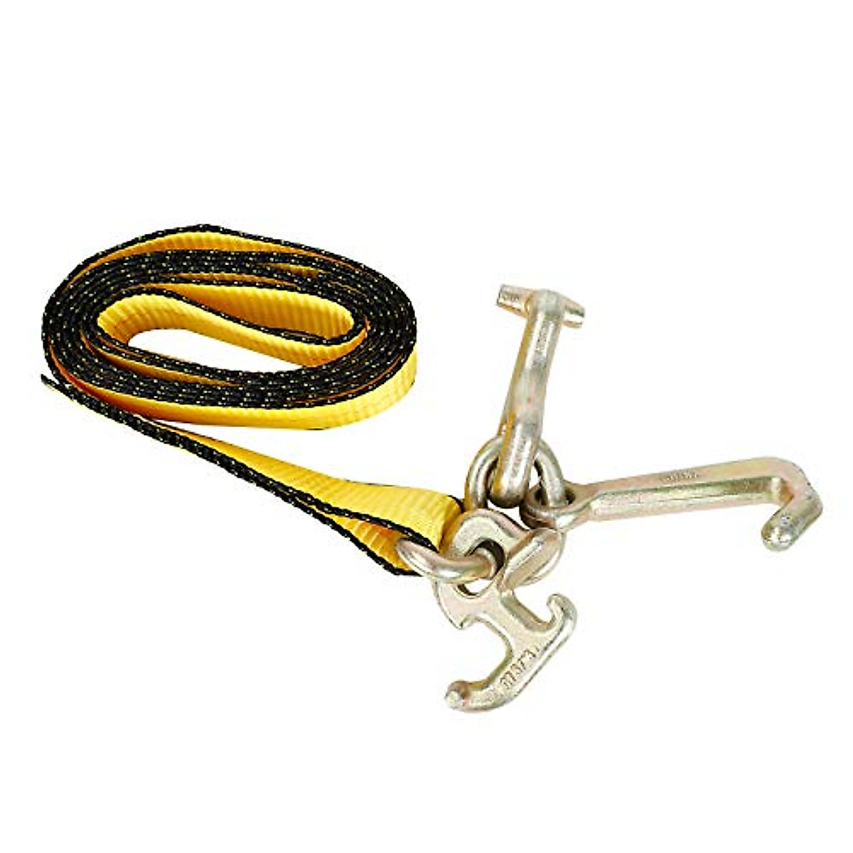 Fekuar 4Pcs 2" x 8' Truck Winch Tie Down Straps with RTJ Cluster Hook Heavy Duty Webbing Complete RTJ Strapes 3 Chain Link RTJ Cluster Hook Towing Truck Anchor Wrecker Tie Down